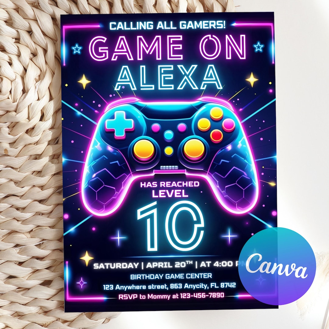 Editable Video Game Birthday Party Invitation, Level up Birthday Invite ...