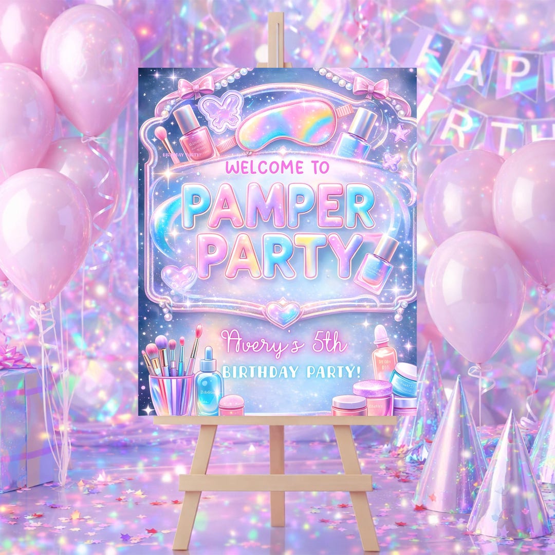 Pamper Party Welcome Sign, Spa Birthday Party Decoration, Pamper Party ...