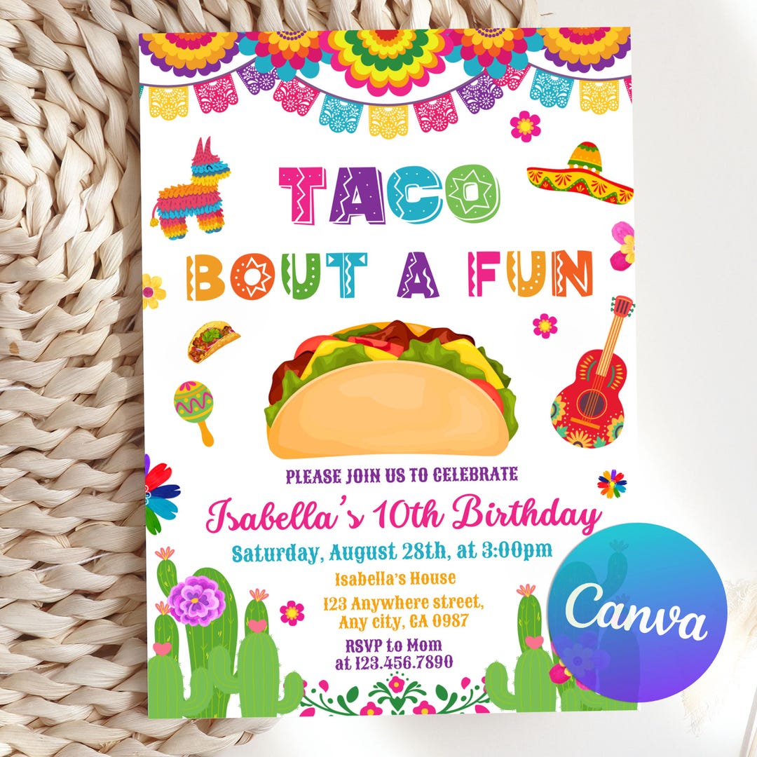 Taco 'bout A Party Birthday Invitation, Fiesta Invitation, Mexican ...