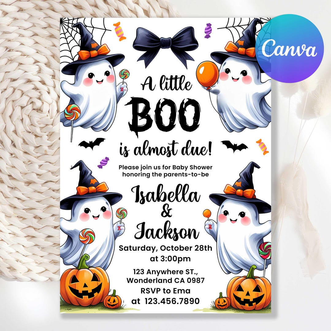 A Little Boo Baby Shower Invitation, Editable Halloween Baby Shower ...