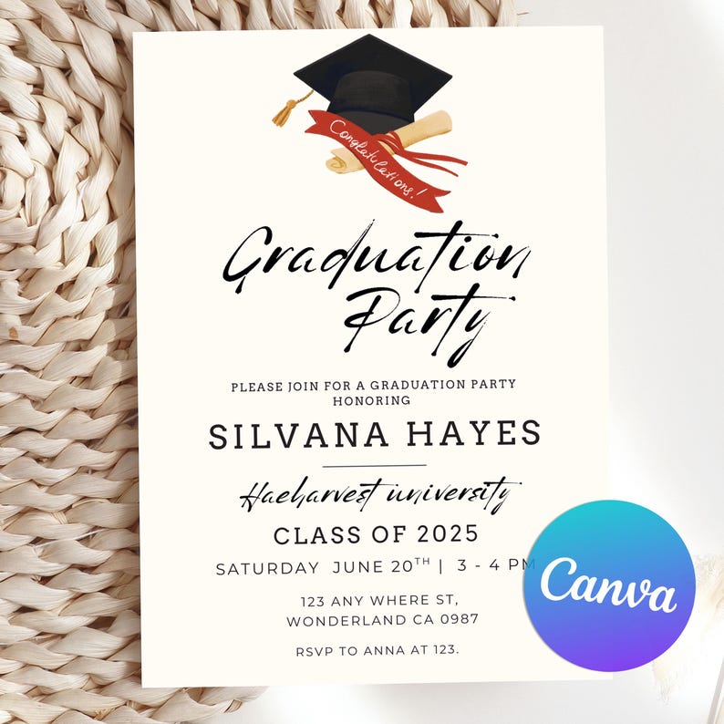 Editable Graduation Party Invitation, Graduation Announcement ...