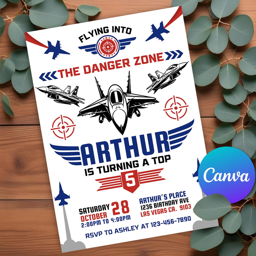 Editable Fighter Pilot Invitation, Fighter Jet Pilot Invitation Boy ...