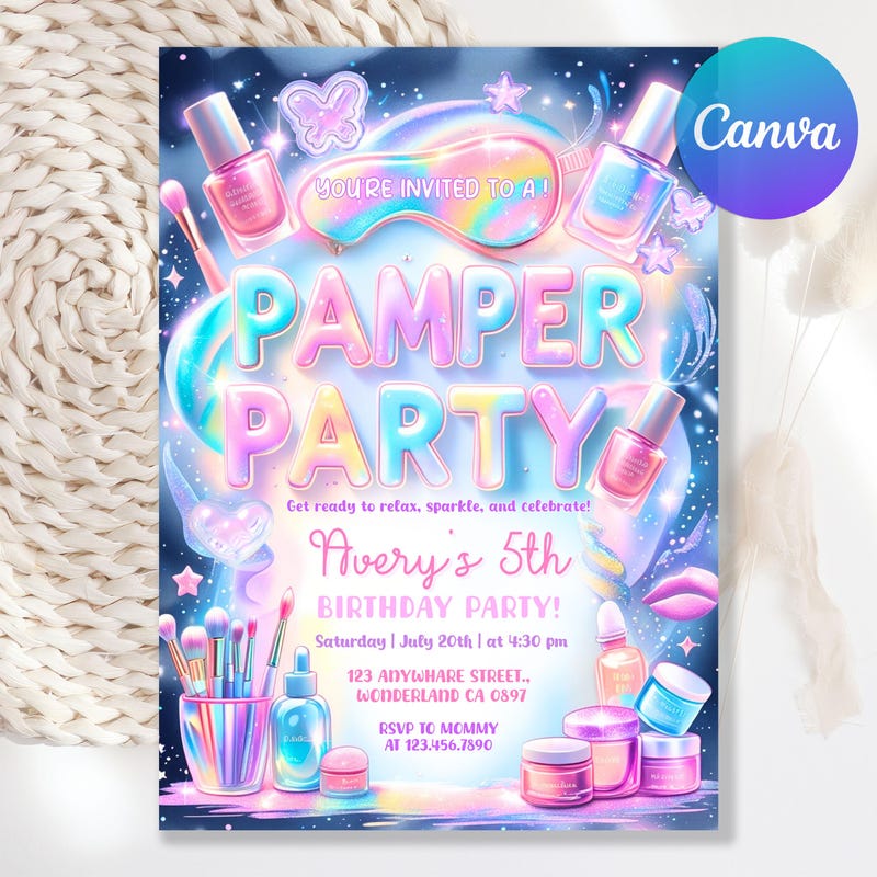 Pamper Party Kids Invitation - Etsy UK