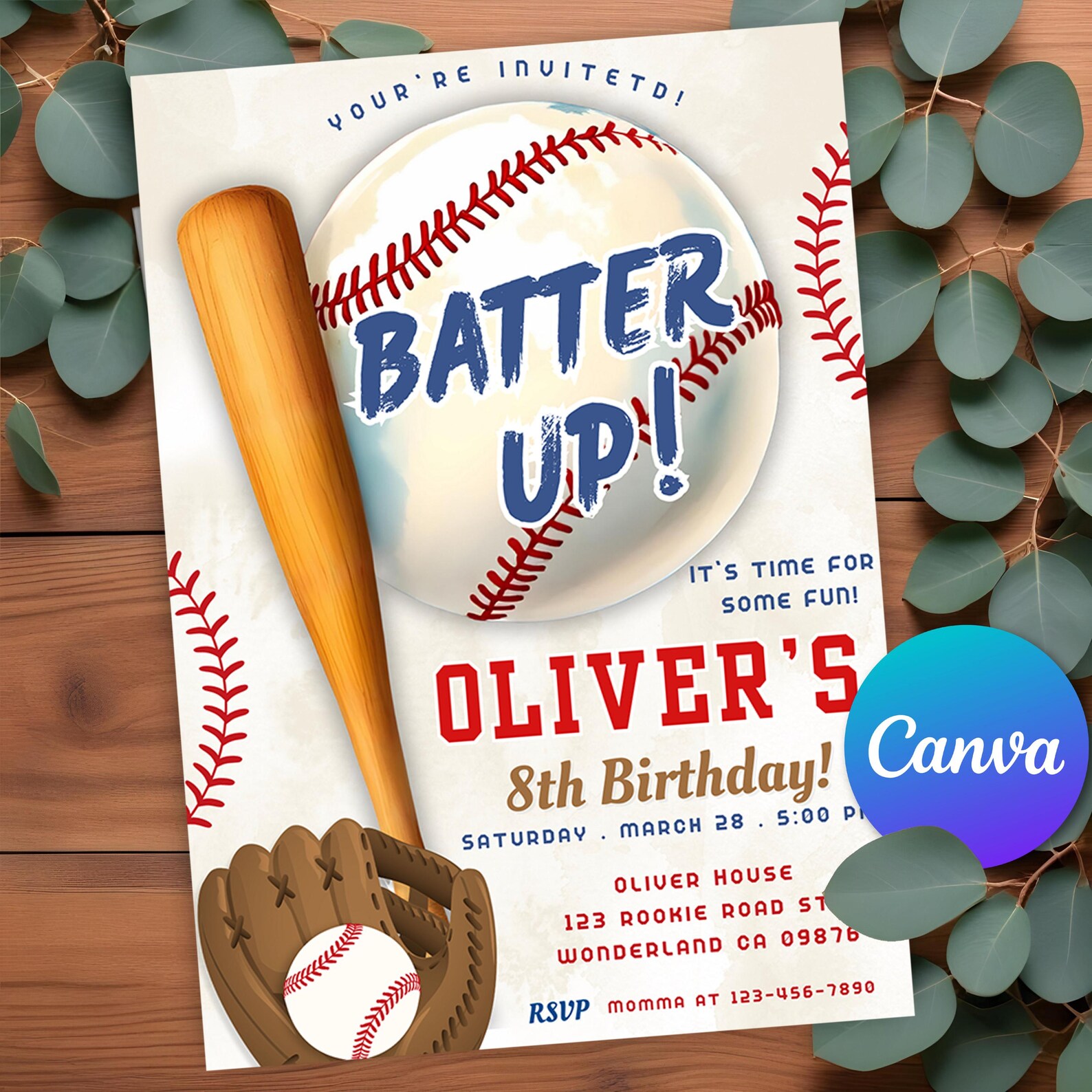 Editable Baseball Birthday Invitation, Sports Birthday Invitation ...