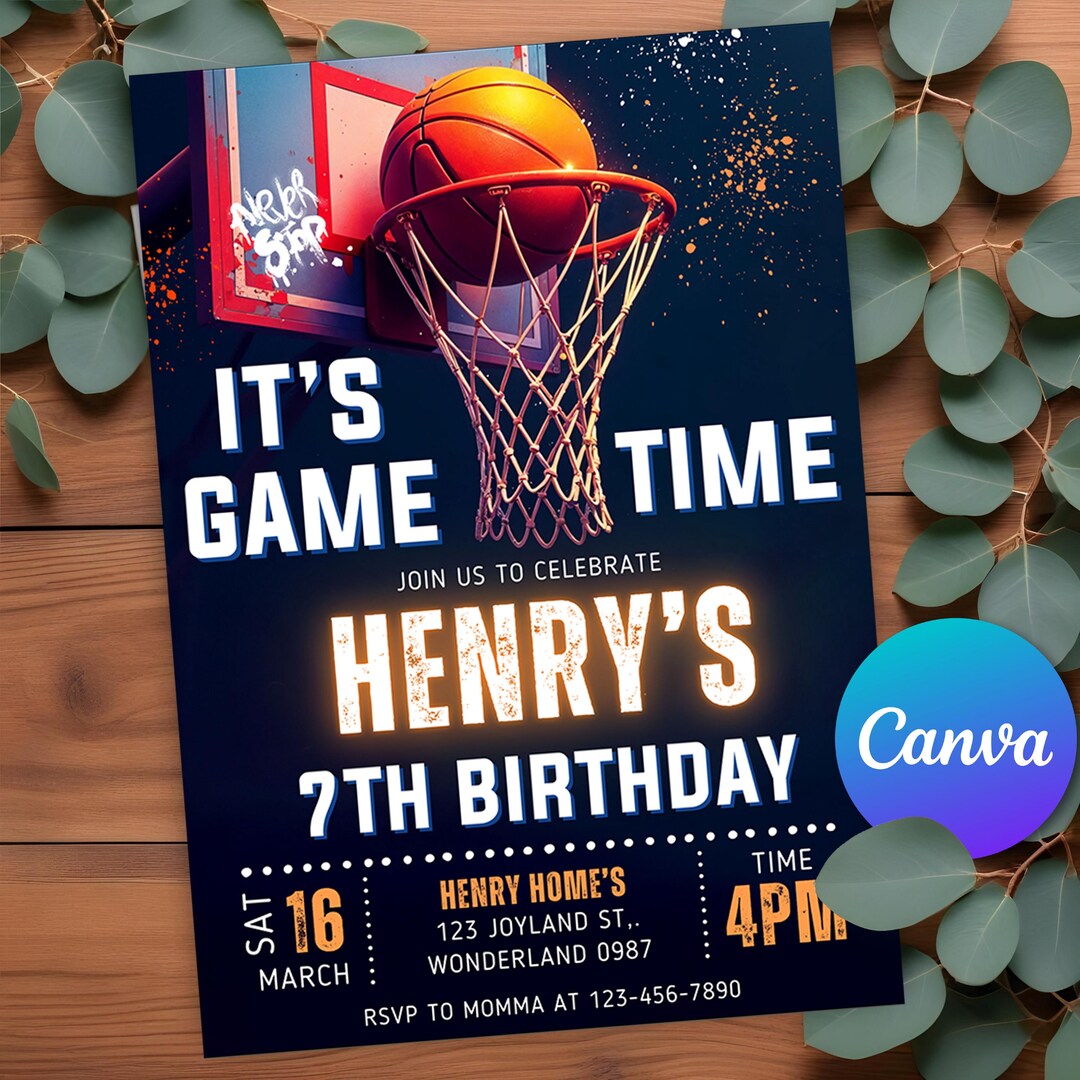 Editable Basketball Birthday Invitation, Sports Invitation, Girls Boys ...