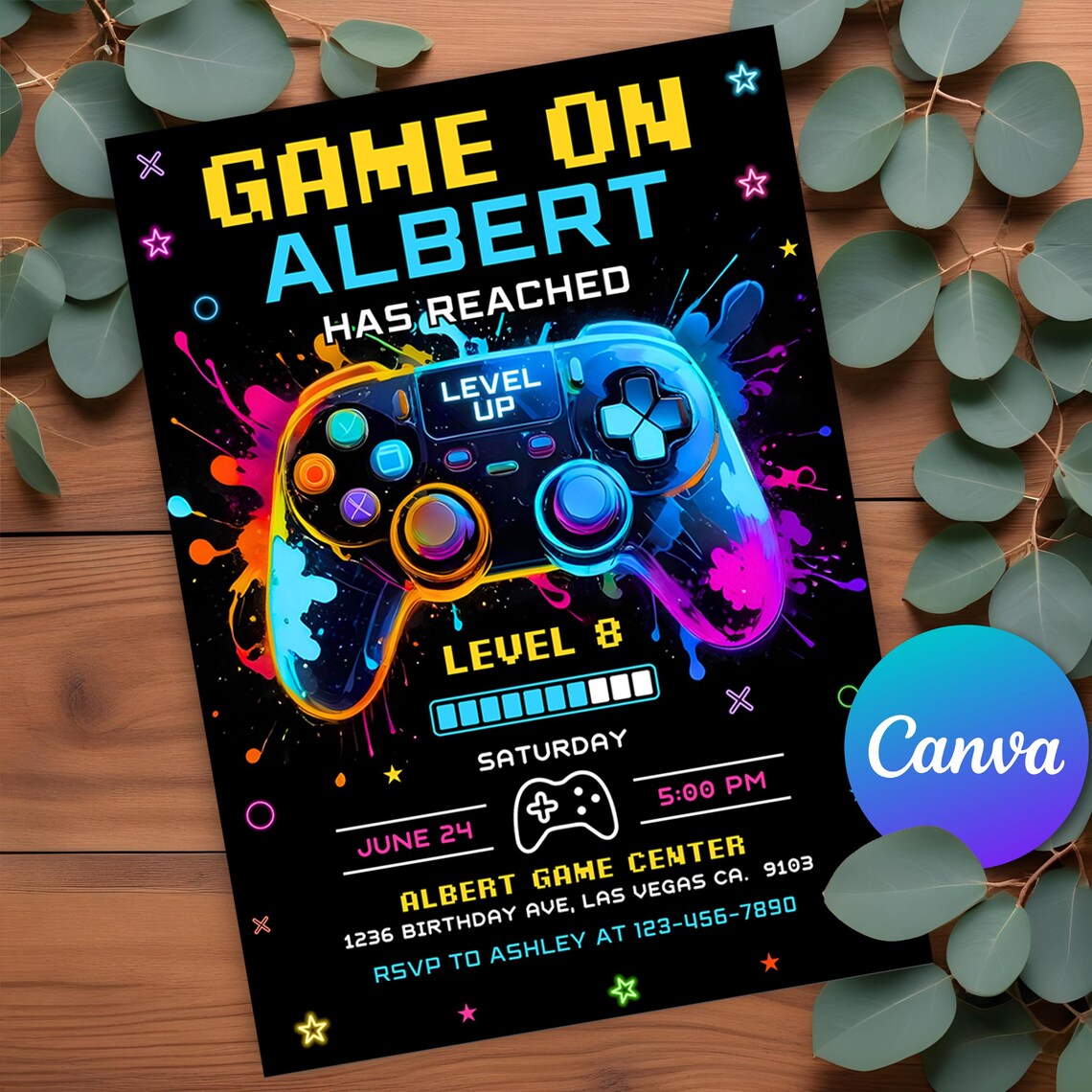 Editable Video Game Birthday Invitation, Girl Gamer Birthday Party ...