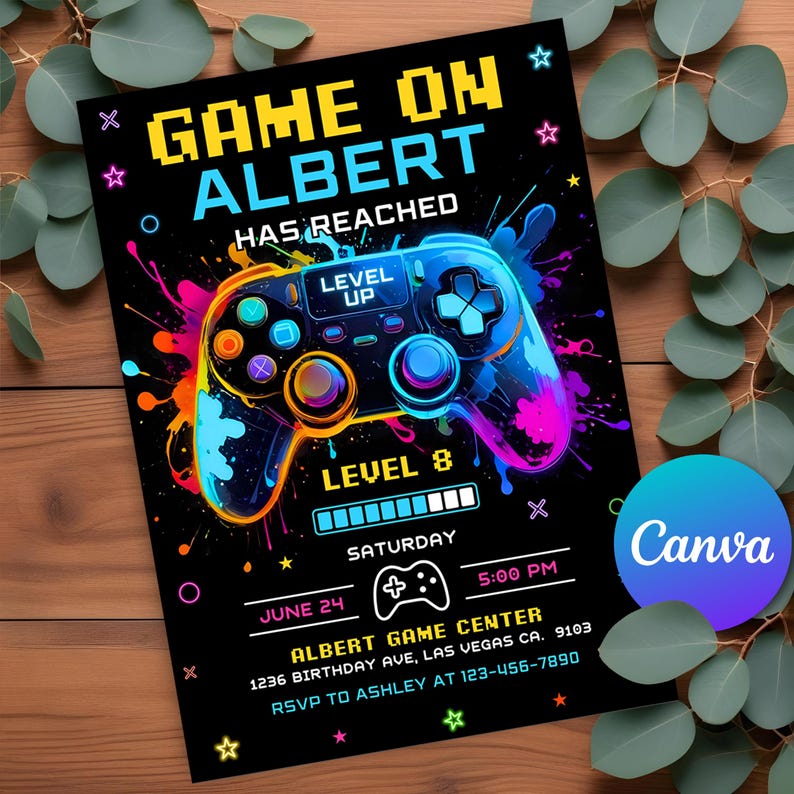 Editable Video Game Birthday Invitation, Girl Gamer Birthday Party ...