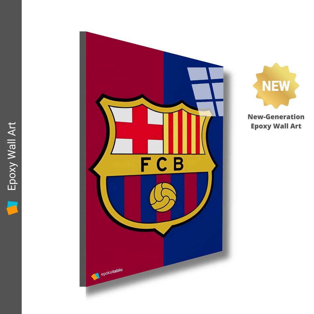 Barcelona FC Epoxy Wall Art Custom Handmade Football Logo Decor Glossy ...