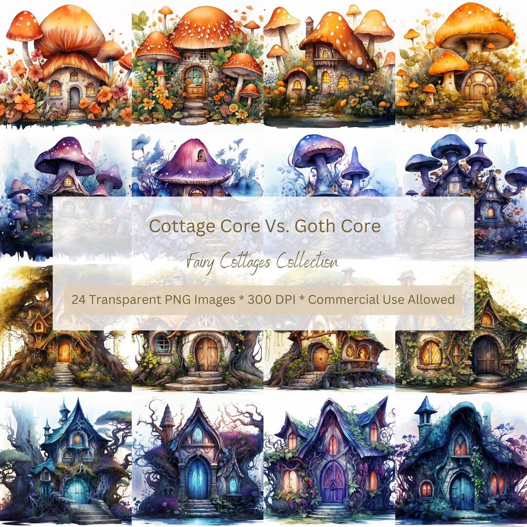Cottage Core Vs Goth Core Cottages Collection, High Quality Clip Art ...