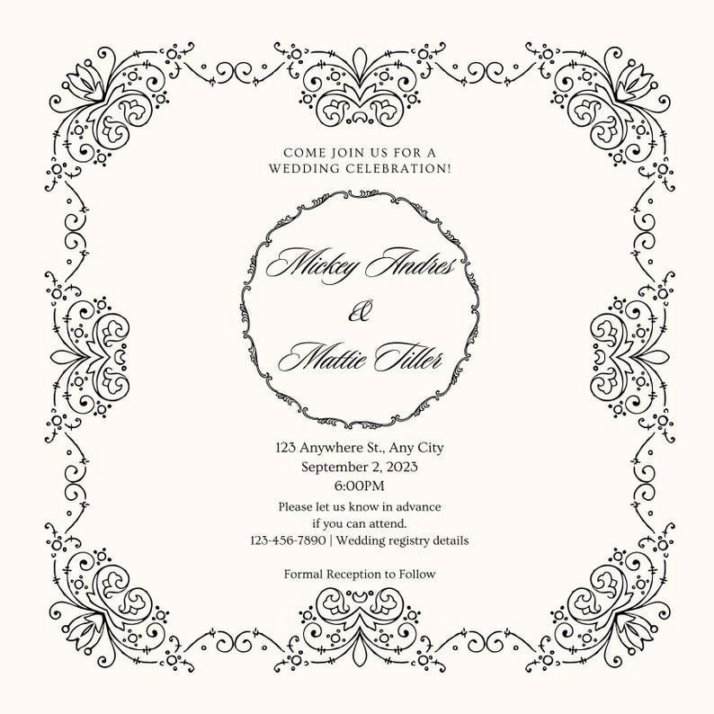 Downloadable Wedding Invitation Template - Etsy