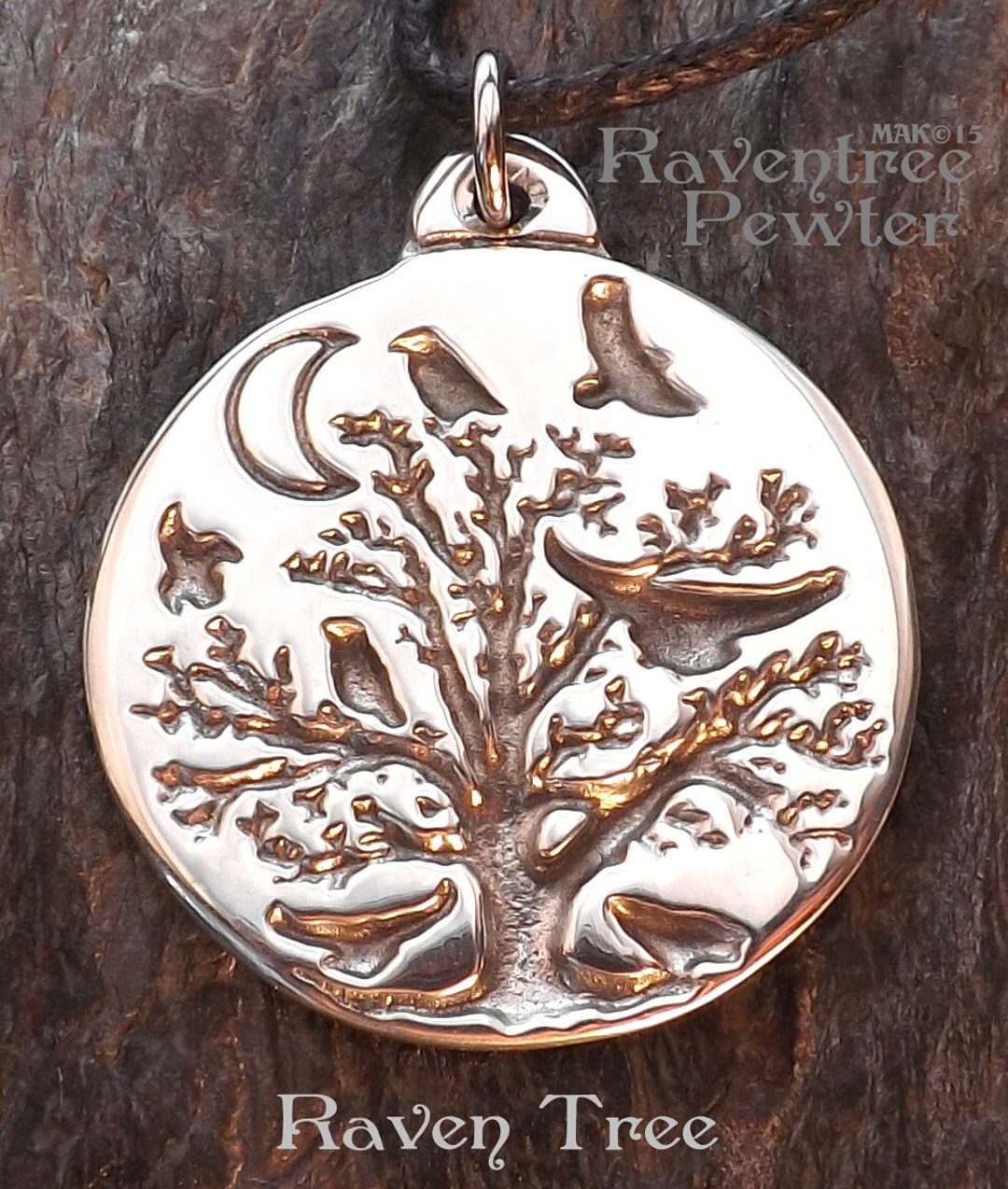 Raven Tree Pewter Pendant Nature Jewlery, Seven Mystical Ravens ...