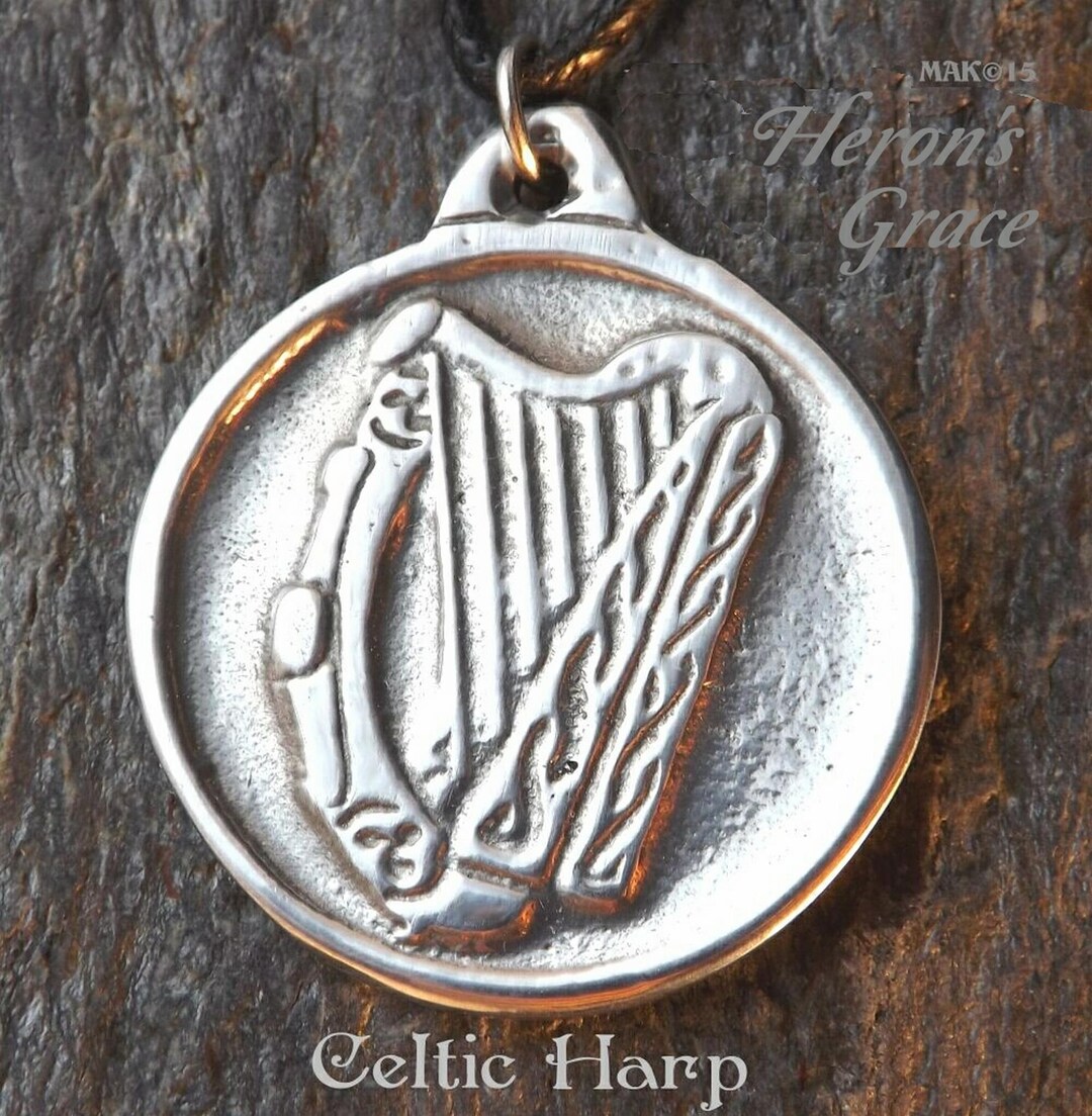 Celtic Harp - Pewter Pendant - Jewelry, A Symbol of Bard, Bardic, Irish ...
