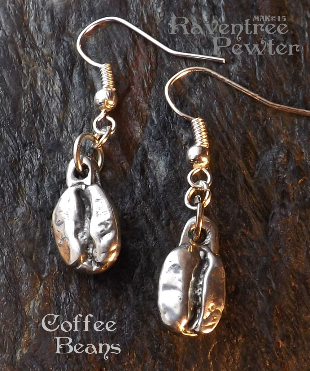 Coffee Beans Pewter Earrings Meditative Morning Roast | Etsy