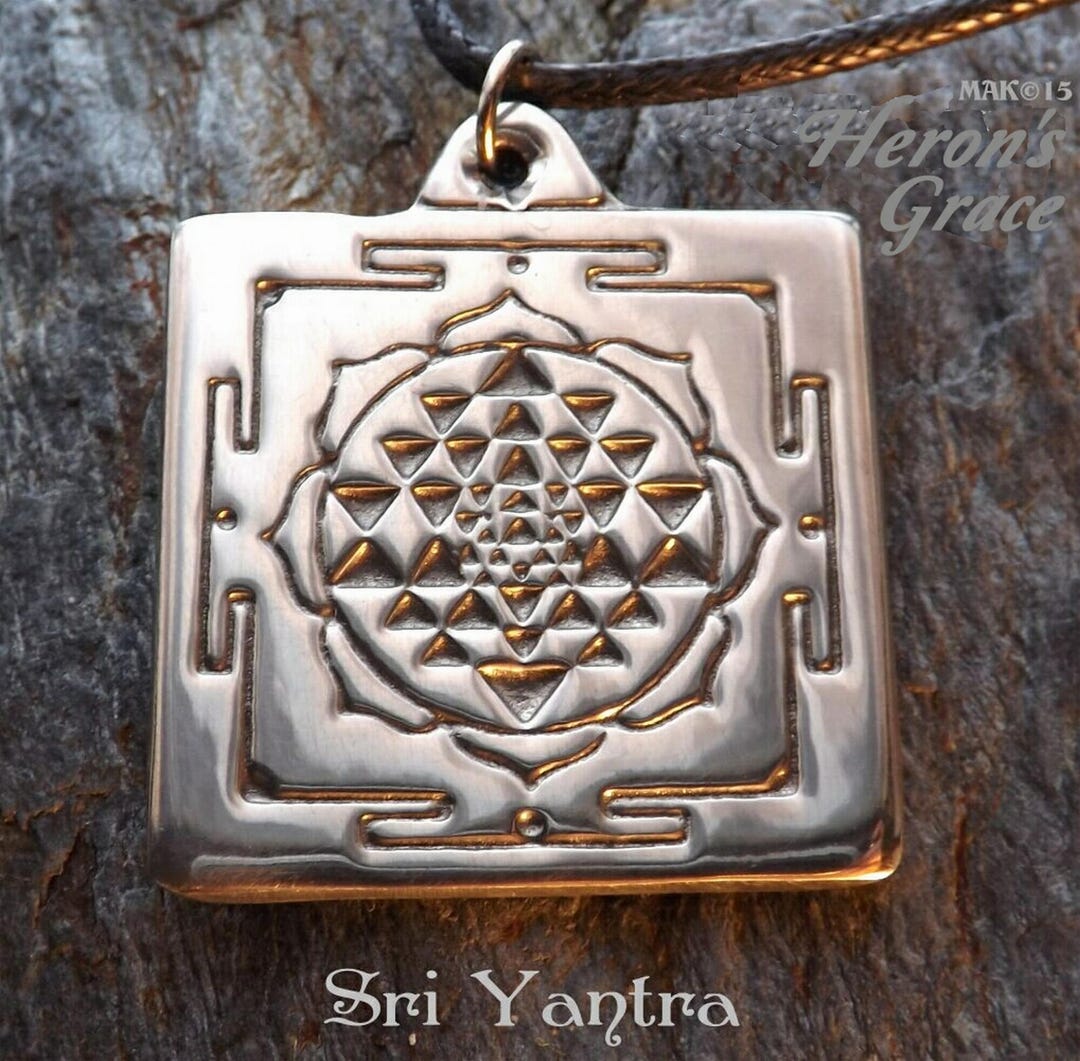 Sri Yantra Mandala - Pewter Pendant -depicts All of Creation, Sacred ...
