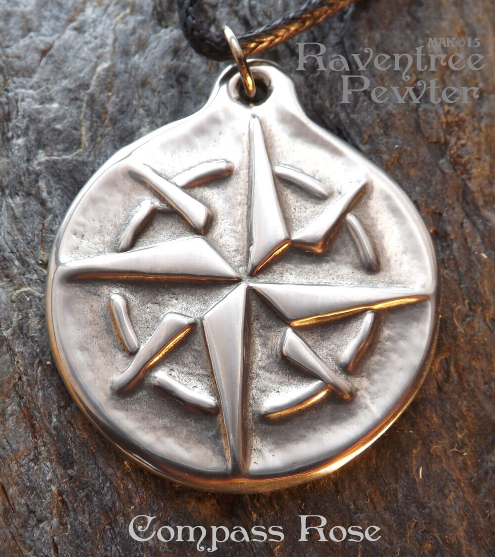 Compass Rose Pewter Pendant Seaside Ocean Jewelry - Etsy