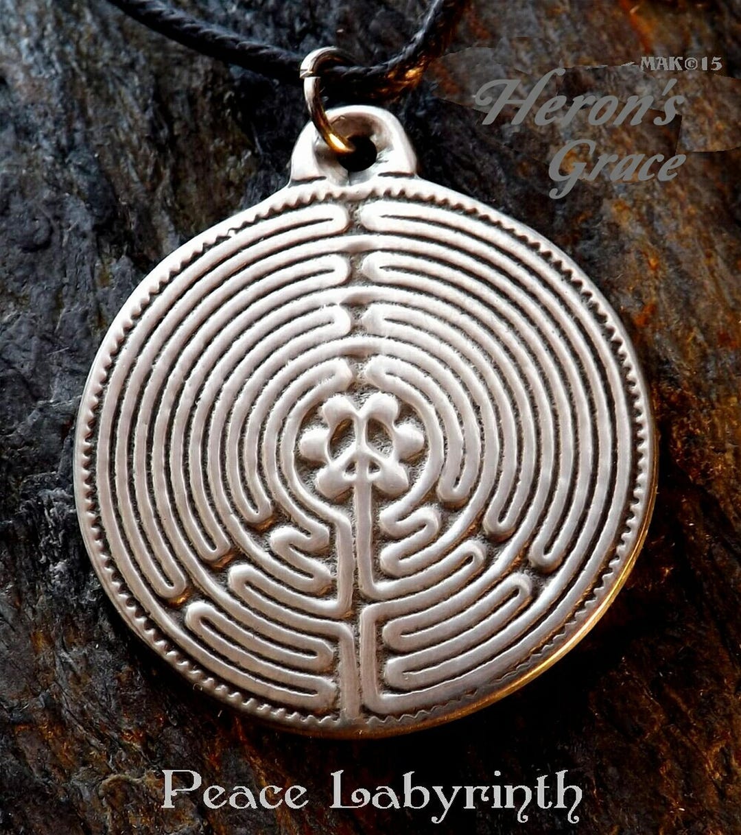 Peace Labyrinth - Pewter Pendant - Chartres Labyrinth Folding Into ...