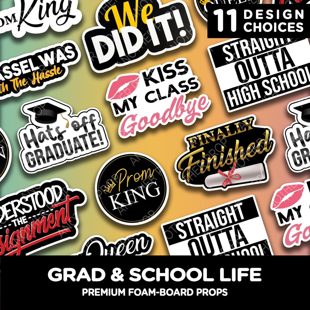 Graduation Photo Booth Props – School Life Foam Board Signs - Etsy