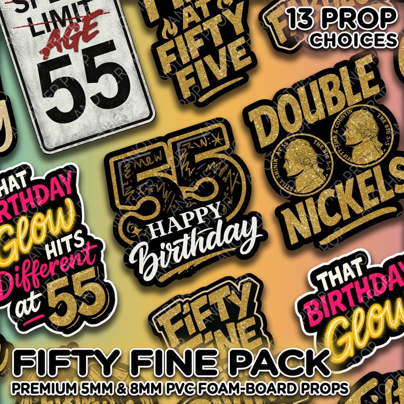 55th Birthday Photo Booth Props – Milestone Party Decorations - Etsy