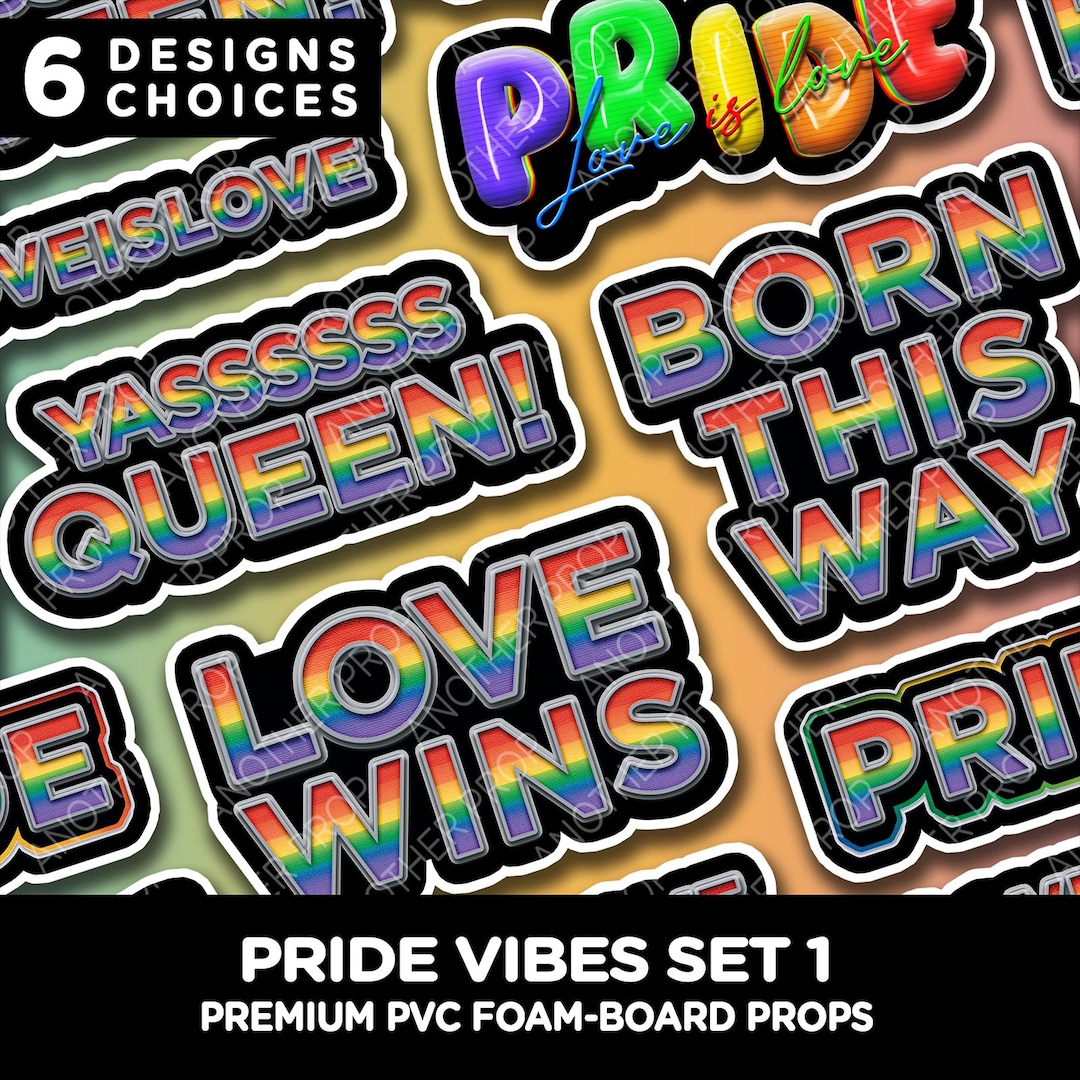 Rainbow Pride Photo Booth Props: Love Wins, Born This Way - Etsy