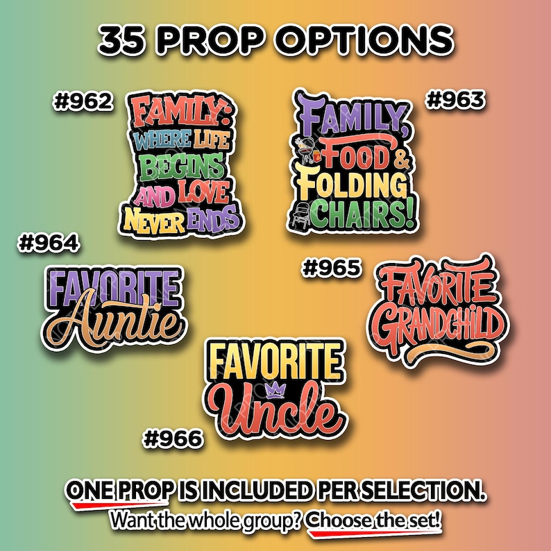 Photo Booth Props Family Reunion Party Pack Modern Bold Signs for ...
