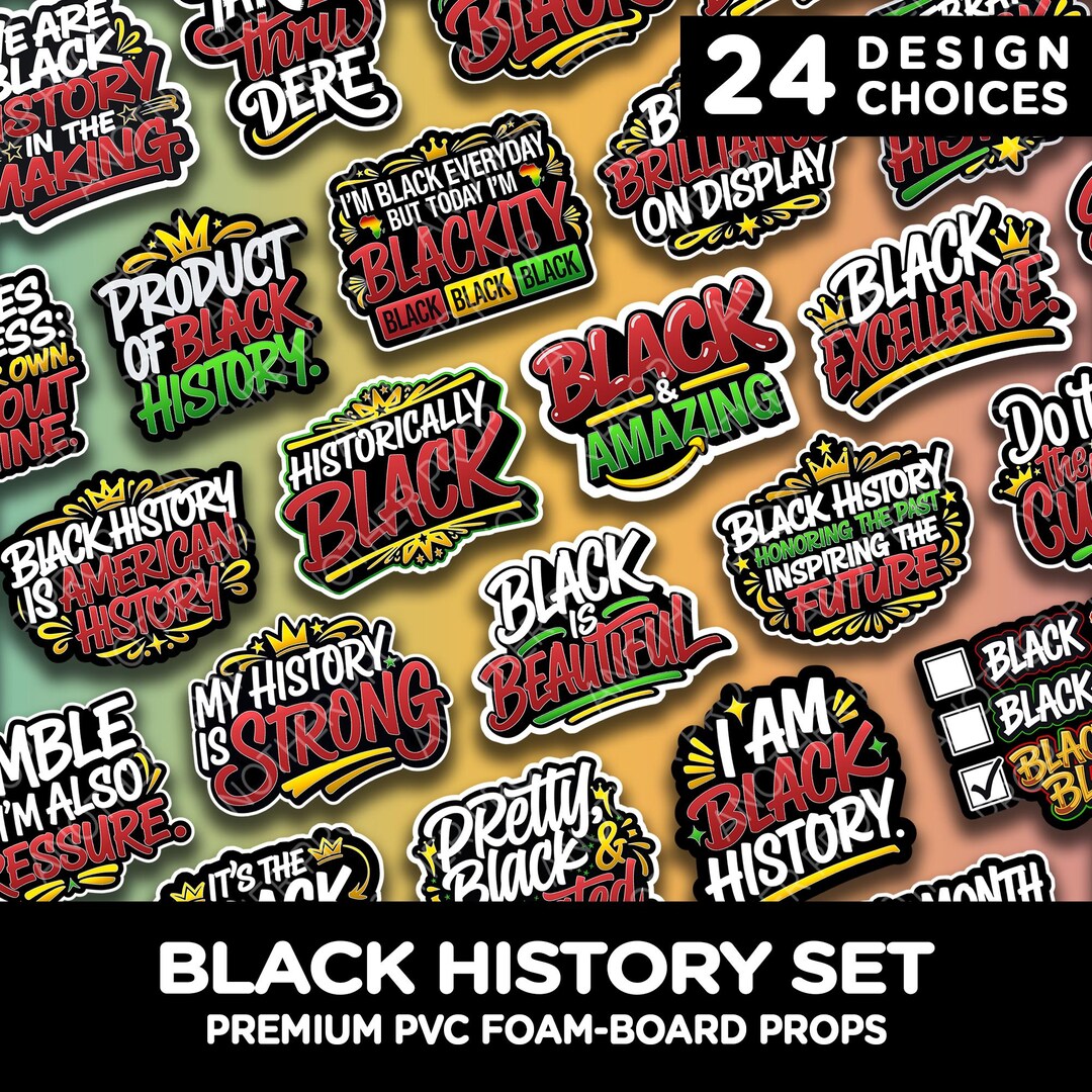 Photo Booth Props Black History Set Bold Black is Beautiful Photo Props ...