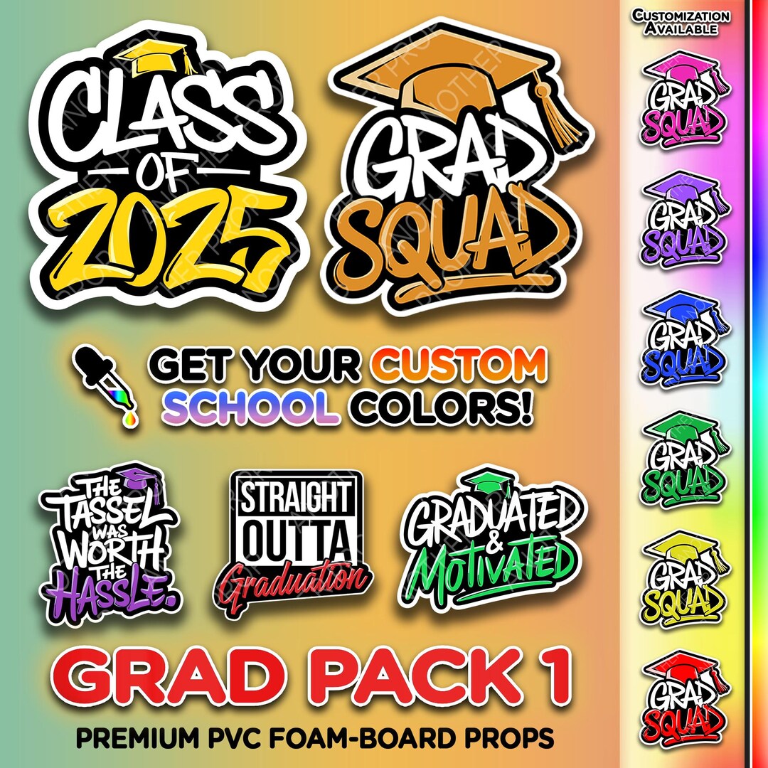 Photo Booth Props – Custom Graduation Foam Board Signs for High School ...