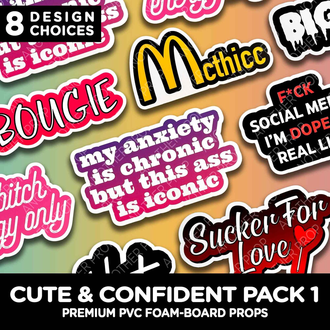Photo Booth Props – Cute and Confident Foam Board Signs for Birthday ...