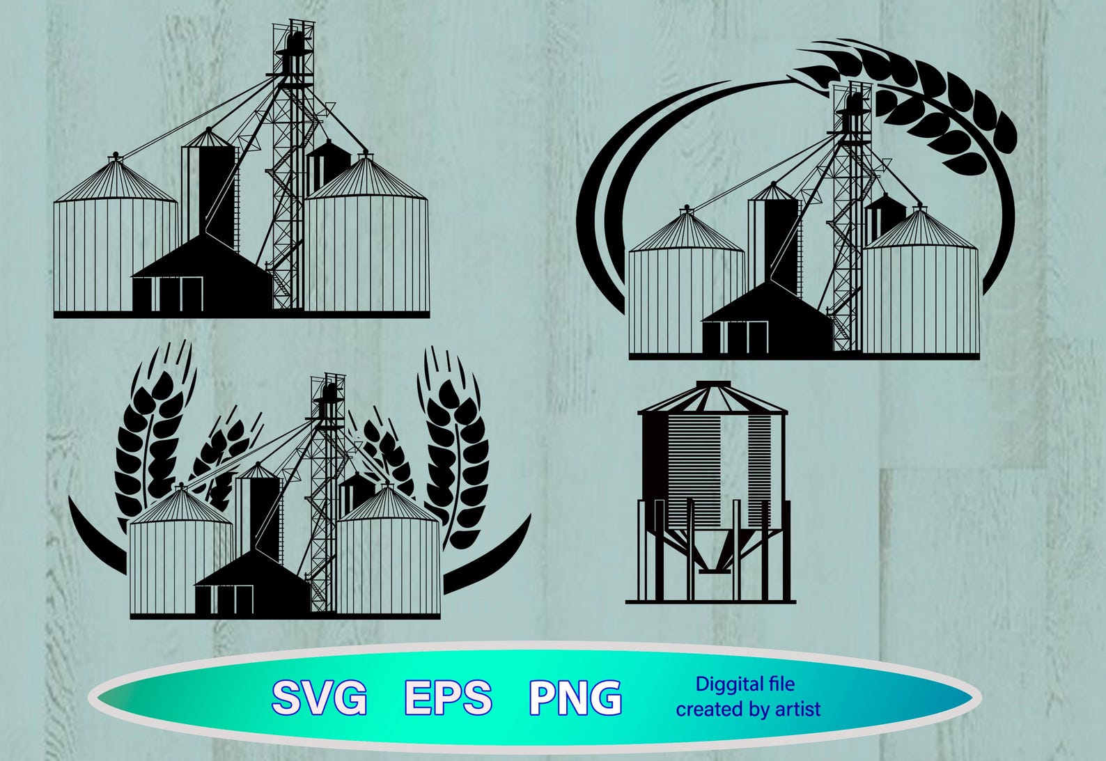 Grain Bin Svg, Farming Svg File, Grain Elevator Svg, Vector Art ...