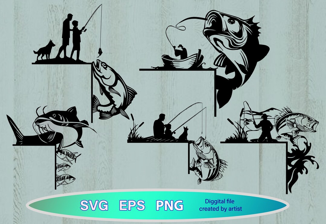 Fishing Door Corner SVG, Home Decor Svg, Glowforge File, Fishing Nature ...