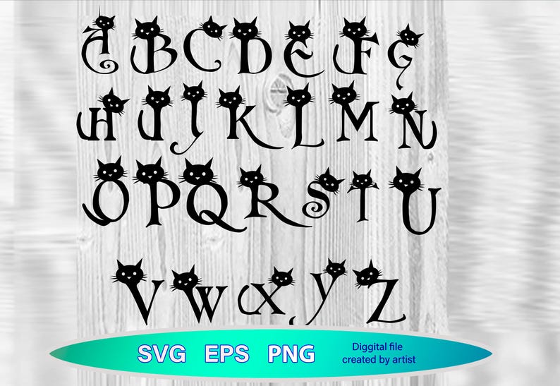 Cat Alphabet Svg, Cat Decor Svg, Cat Silhouette Svg, Cats Svg, Cutting ...