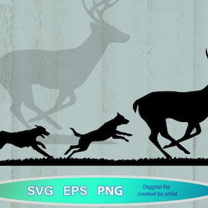 Hounds Running Deer, Hunting Svg, Hunting Dog Svg, Season Hunting Svg ...
