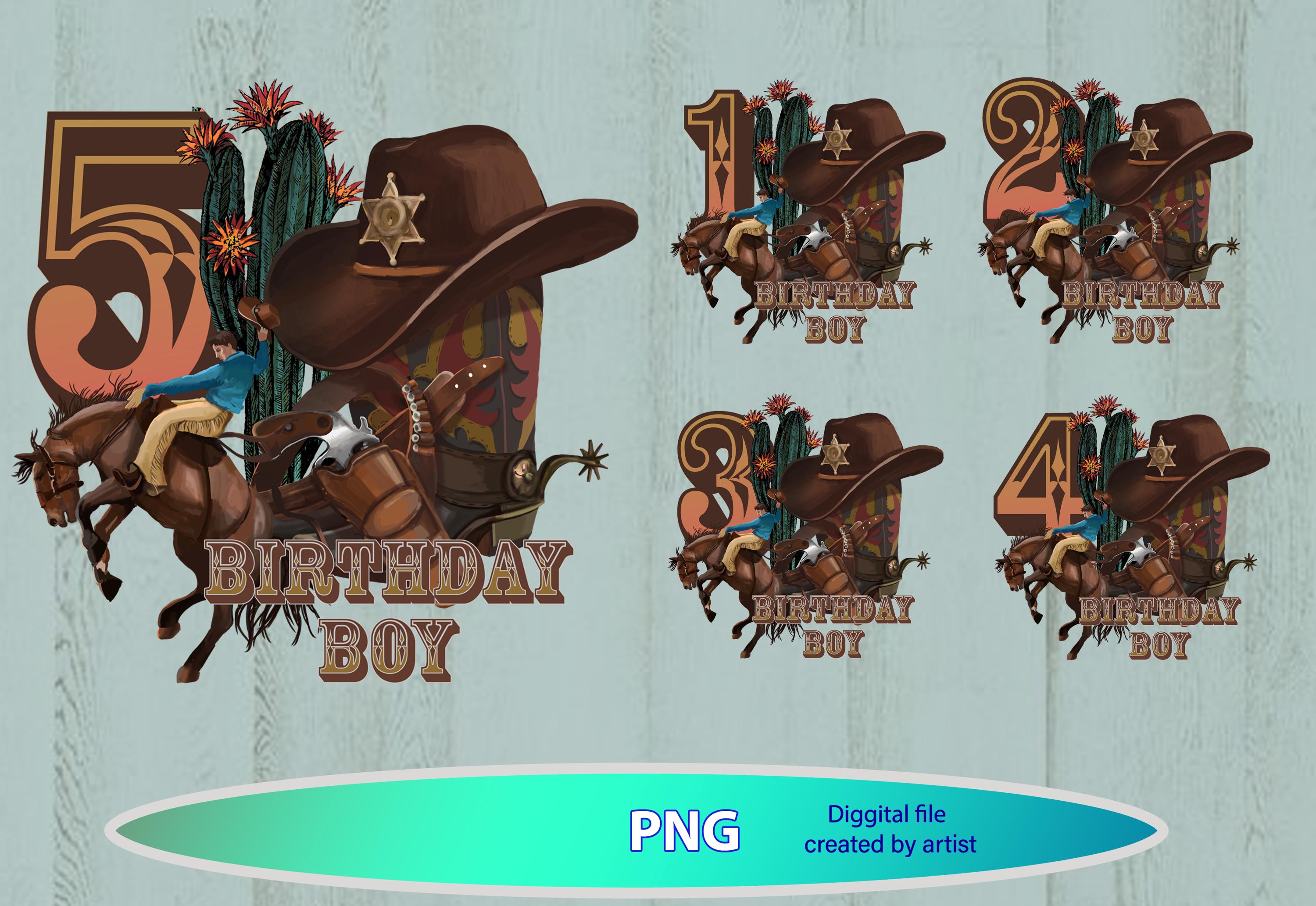 Cowboy Birthday Boy Png, Cowboy Png, Birthday Numbers Png, 1 2 3 4 5 ...