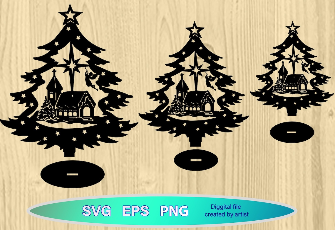 Nativity Scene Svg, Laser Cut Nativity Tree & Stand, Christmas Tree Svg ...