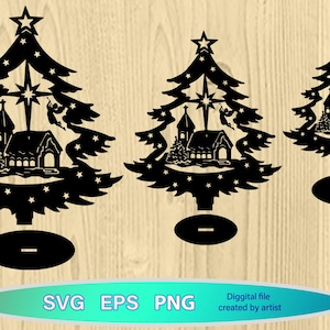 Nativity Scene Svg, Laser Cut Nativity Tree & Stand, Christmas Tree Svg ...