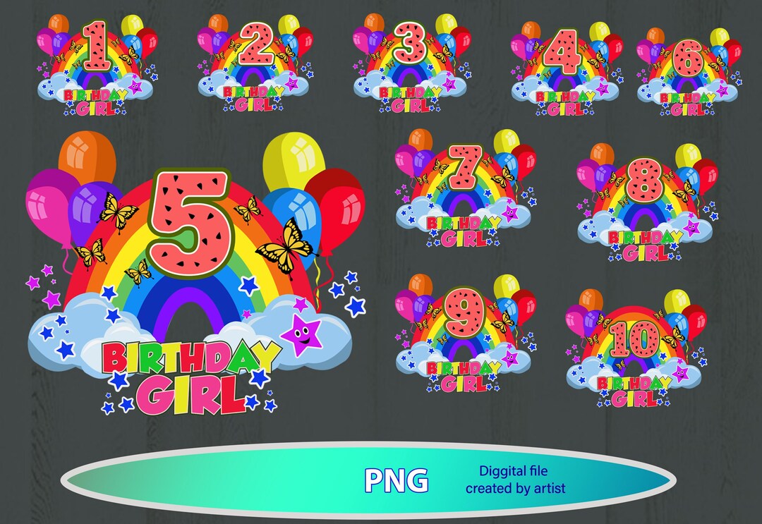 Rainbow Birthday Girl PNG, Bundle, Rainbow Sublimation, Rainbow ...
