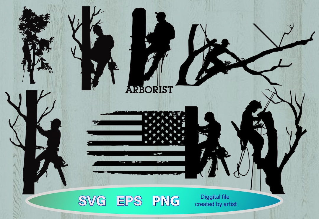 Tree Arborist Svg Tree Services Svg, Tree Cutter Climbing, Cricut File ...