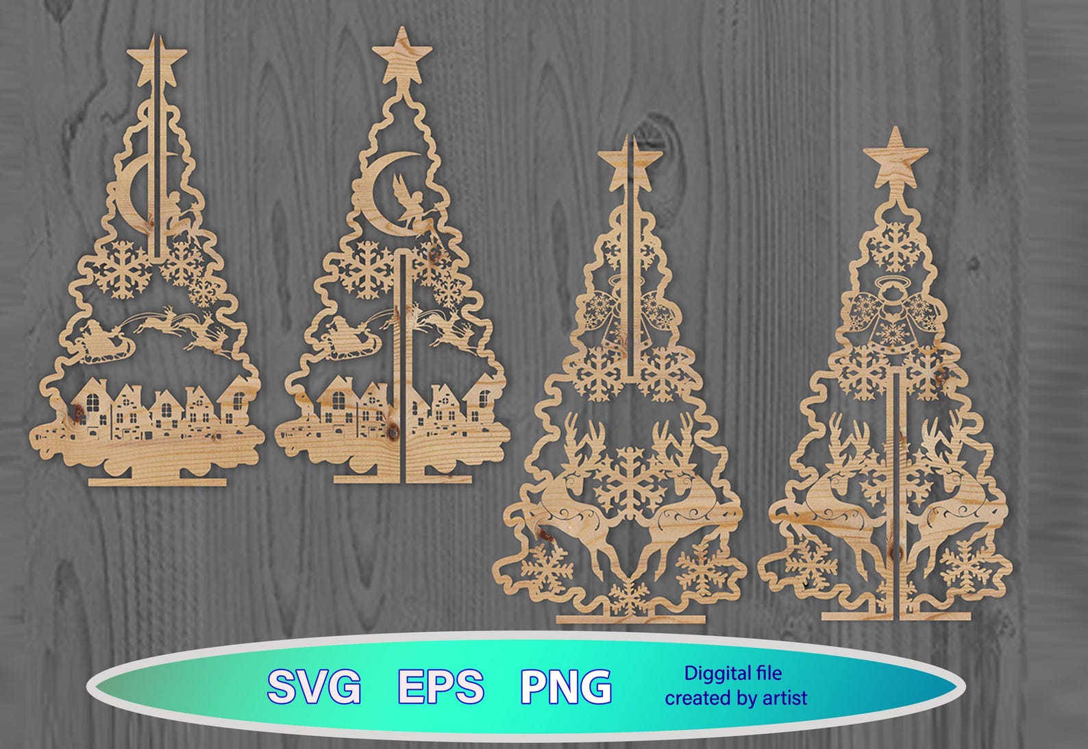 Nativity Scene Svg, Laser Cut Nativity Tree & Stand, Christmas Tree Svg ...