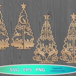 Nativity Scene Svg, Laser Cut Nativity Tree & Stand, Christmas Tree Svg ...
