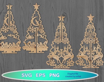 Nativity Scene Svg, Laser Cut Nativity Tree & Stand, Christmas Tree Svg ...
