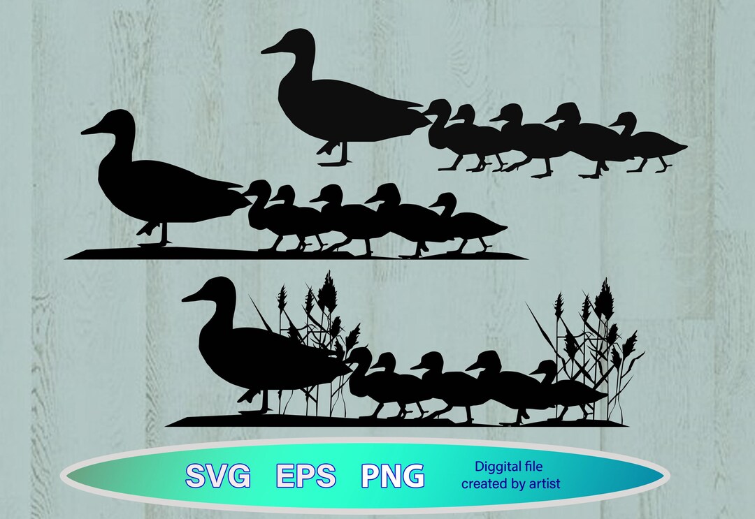 Family of Ducks Svg, Duck and Ducklings Svg, Ducks Svg, Silhouette of ...