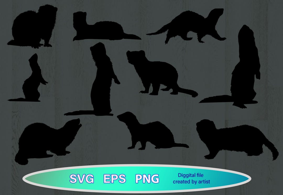 Silhouette Ferrets Svg, Ferrets Svg, Animals Ferrets Svg, Ferrets, Set ...