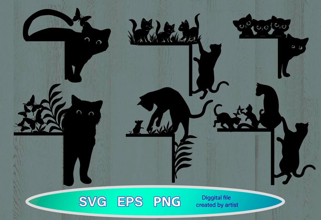 Door Corners Bundle, Cat Corner Laser Cut, Cat Door Corner, Cat Svg ...