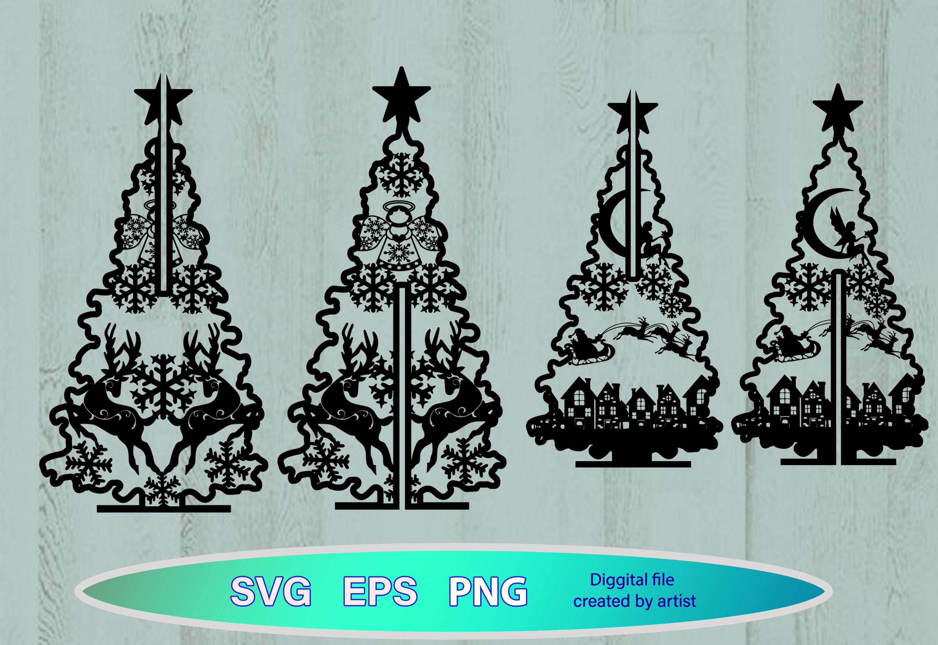 Nativity Scene Svg, Laser Cut Nativity Tree & Stand, Christmas Tree Svg ...