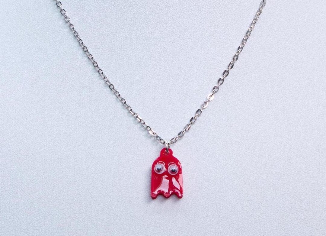 PAC MAN Collection GOLD Pac-man Red Ghost Necklace Gold-plated Chain ...