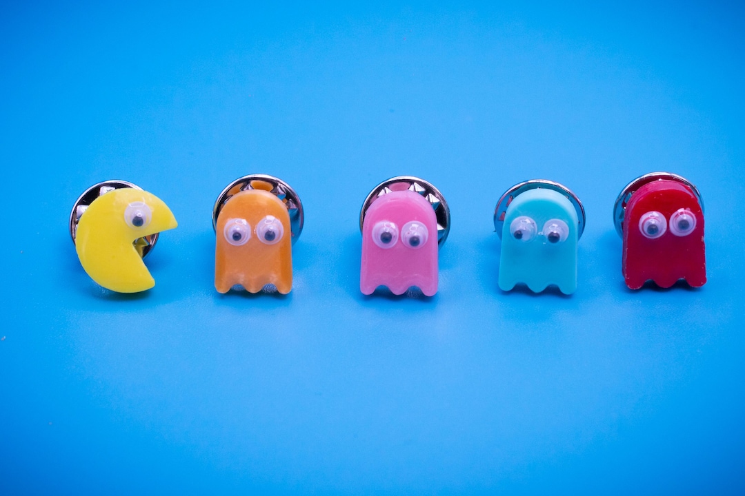 5 PACMAN Collection Pin Collection, 3D Printed, With Moving Eyes ...