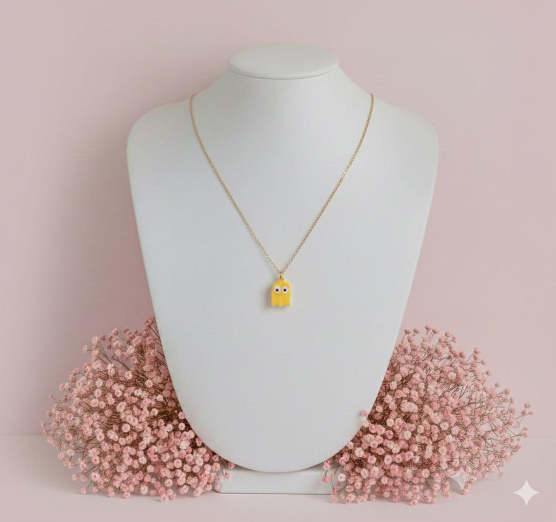 PAC MAN Collection GOLD!! Retro Pac-man Ghost Pendant Necklace in ...