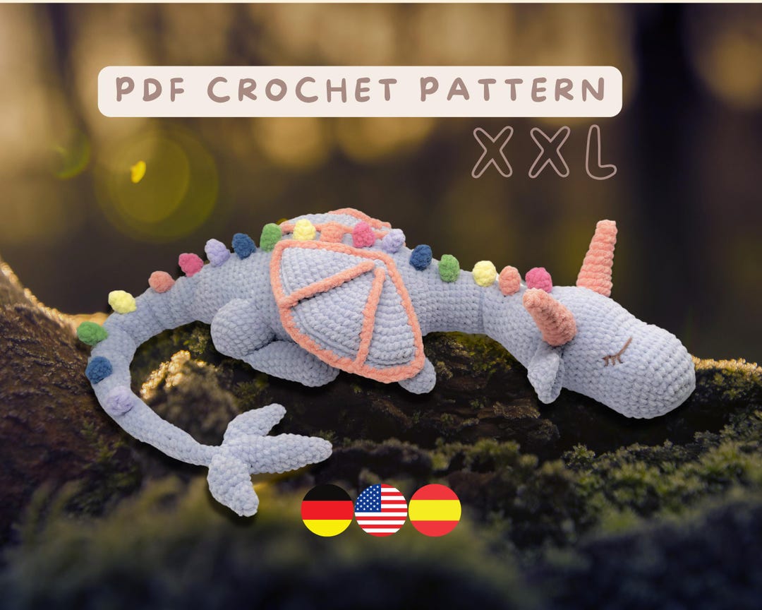 Big Amigurumi Crochet Dragon, PDF Pattern Fairy Dragon, Dragon ...