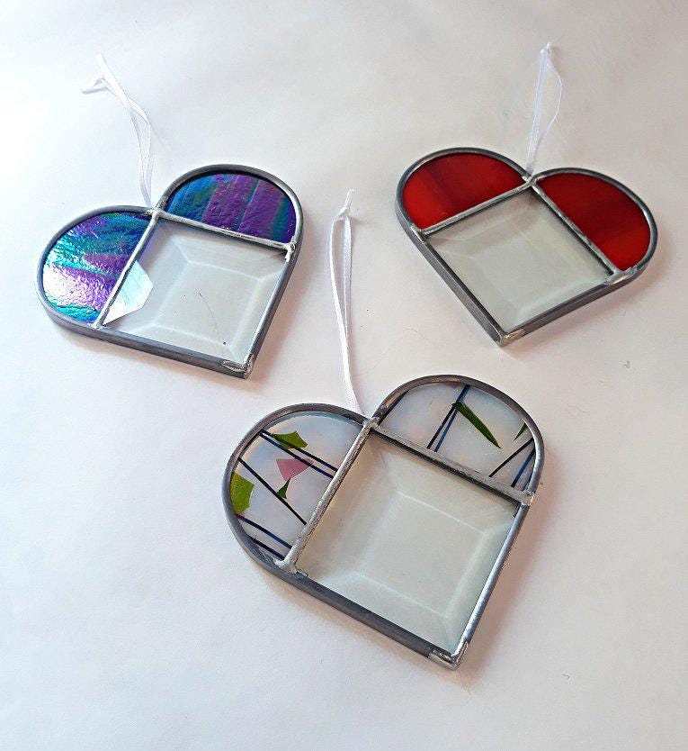 Stained Glass Beveled Heart - Etsy