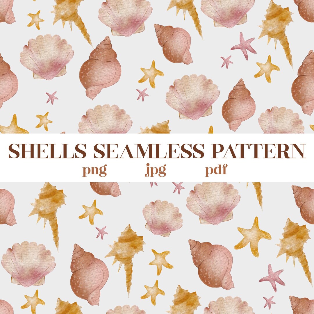 Shells PNG Outline Seamless Pattern Sea Shells Print Shells Background ...