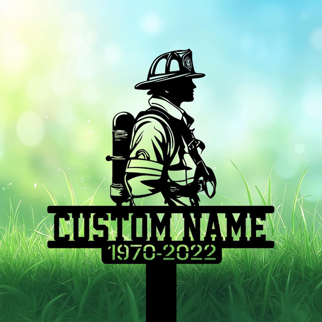 Personalized Firefighter Memorial Grave Marker, Custom Fireman Tribute ...
